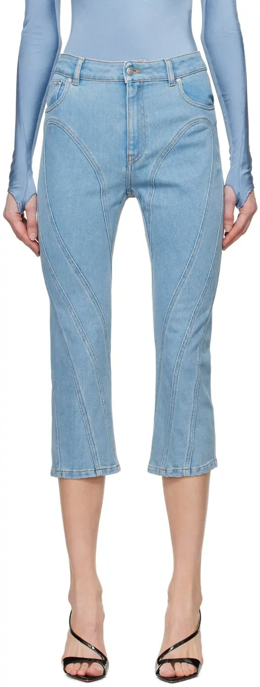 MUGLER Belted Straight Leg Jeans