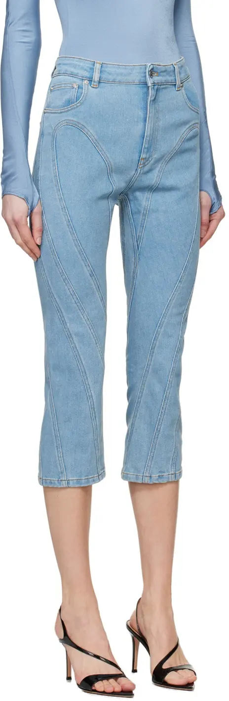 MUGLER Belted Straight Leg Jeans