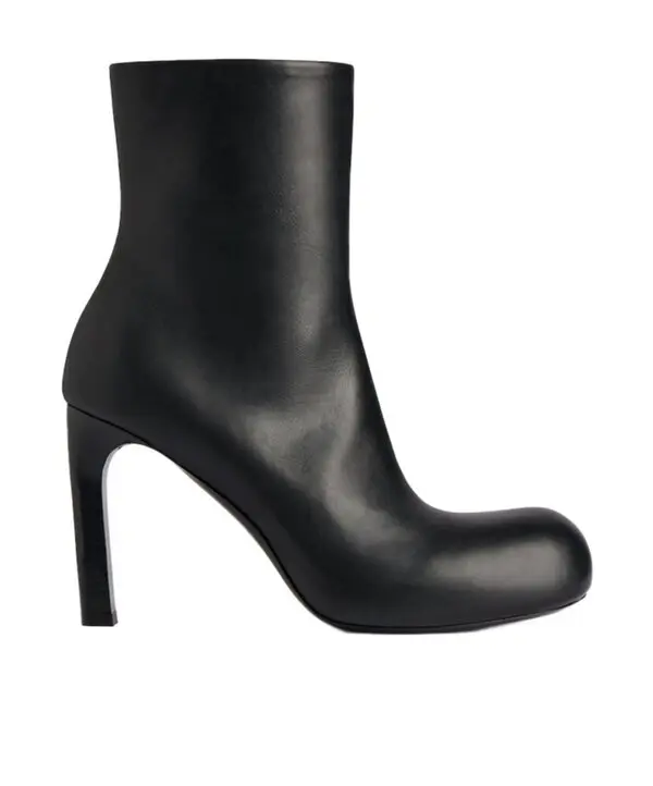 Balenciaga Round Toe Zip Up Heeled Boots