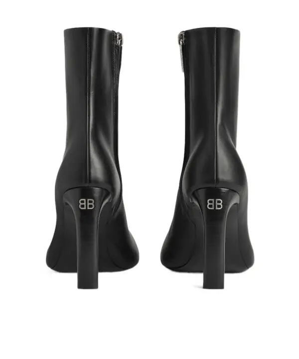 Balenciaga Round Toe Zip Up Heeled Boots