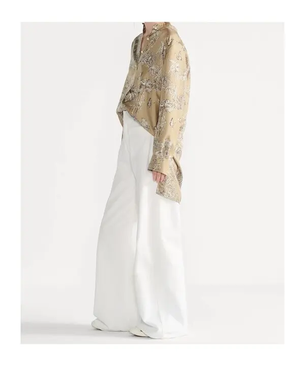 Dior Embroidered Butterfly And Palm Print Long Sleeve Blouse - White