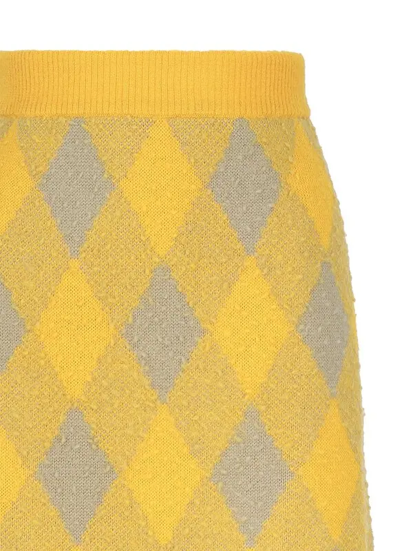 Burberry Checkered A-line Skirt - Yellow/gray