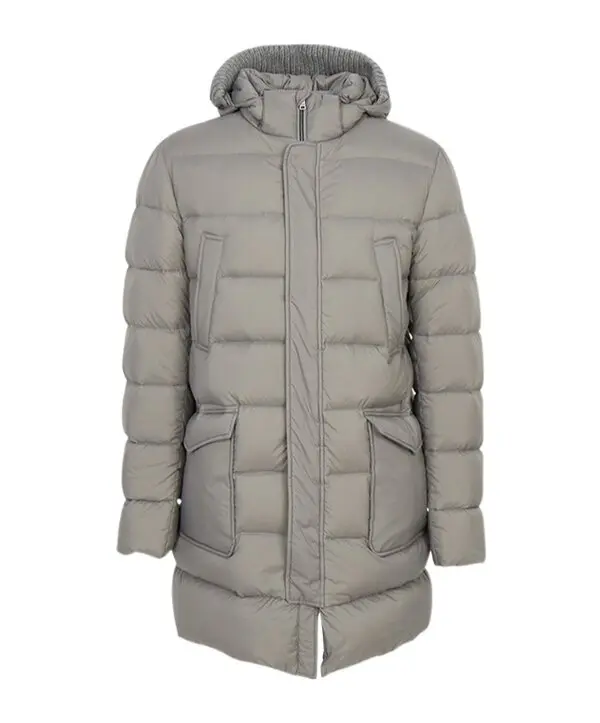 Herno Quilted Hooded Puffer Coat With Detachable Hood - Gray