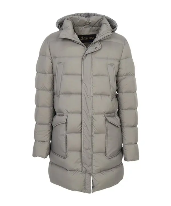 Herno Quilted Hooded Puffer Coat With Detachable Hood - Gray