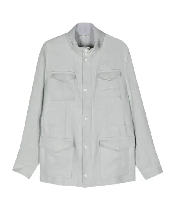 Eleventy Four-pockets Linen Jacket - Gray