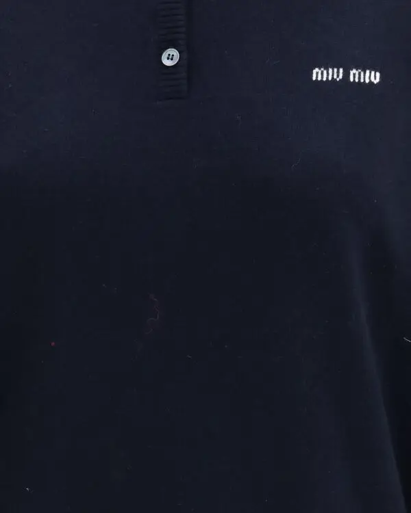 Miu Miu Long Sleeve Crewneck Jumper With Logo Detail