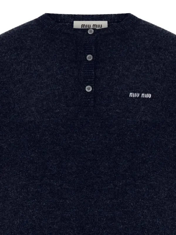 Miu Miu Long Sleeve Crewneck Jumper With Logo Detail