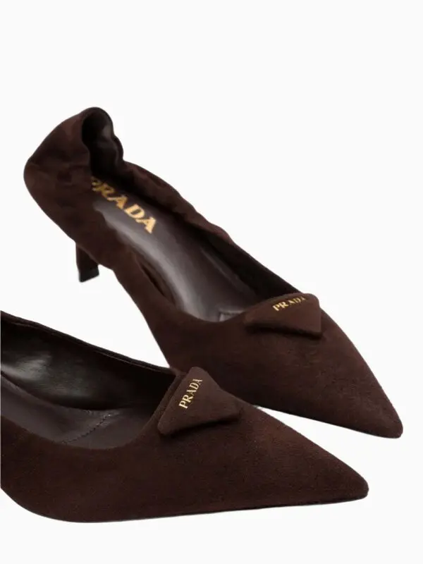 Prada Suede Pointed-toe Stiletto Pumps - Brown