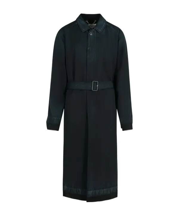 MAISON MARGIELA Belted Pointed-collar Coat - Black
