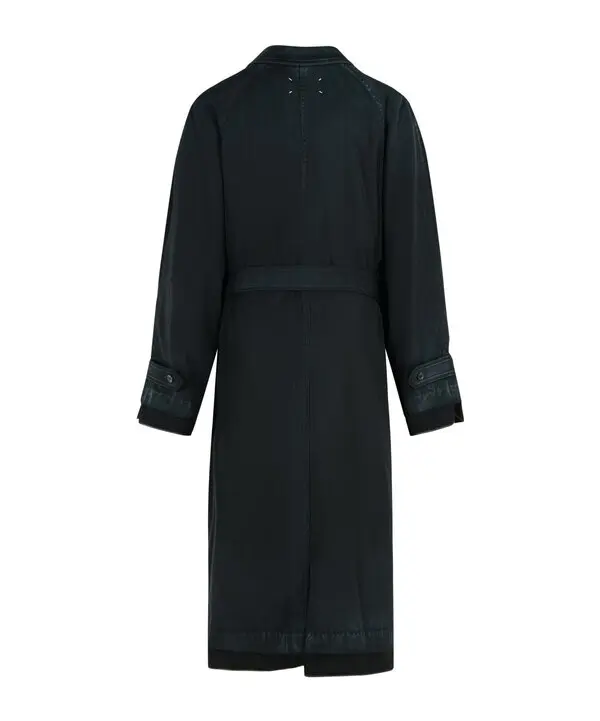 MAISON MARGIELA Belted Pointed-collar Coat - Black