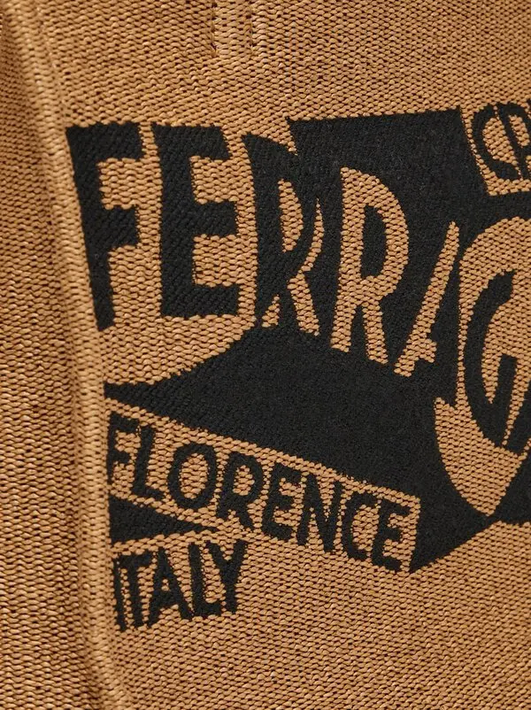 FERRAGAMO Logo Jacquard Tote Bag - Brown