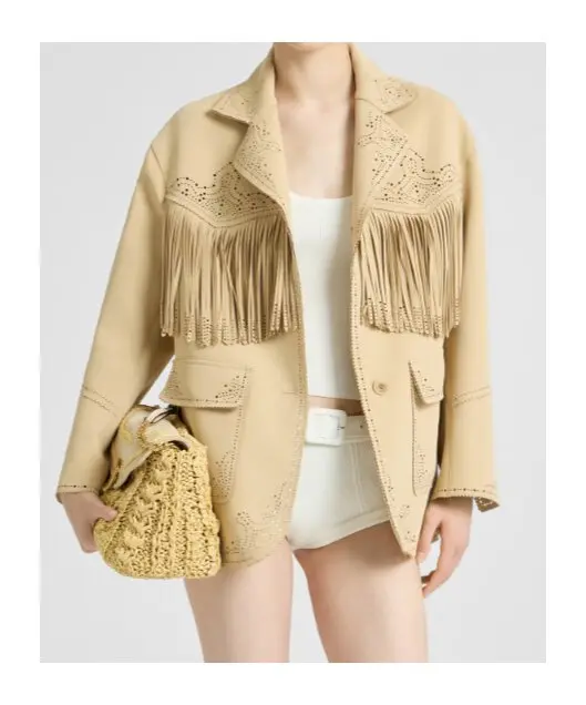Ermanno Scervino Fringe Detail Coat - Nude