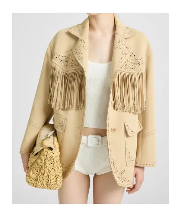 Ermanno Scervino Fringe Detail Coat - Nude