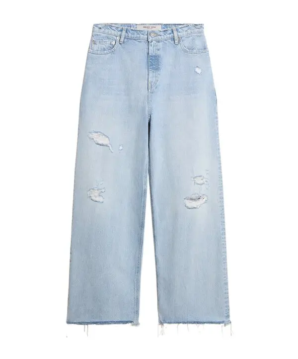 GOLDEN GOOSE Wide-leg Distressed Jeans - Blue