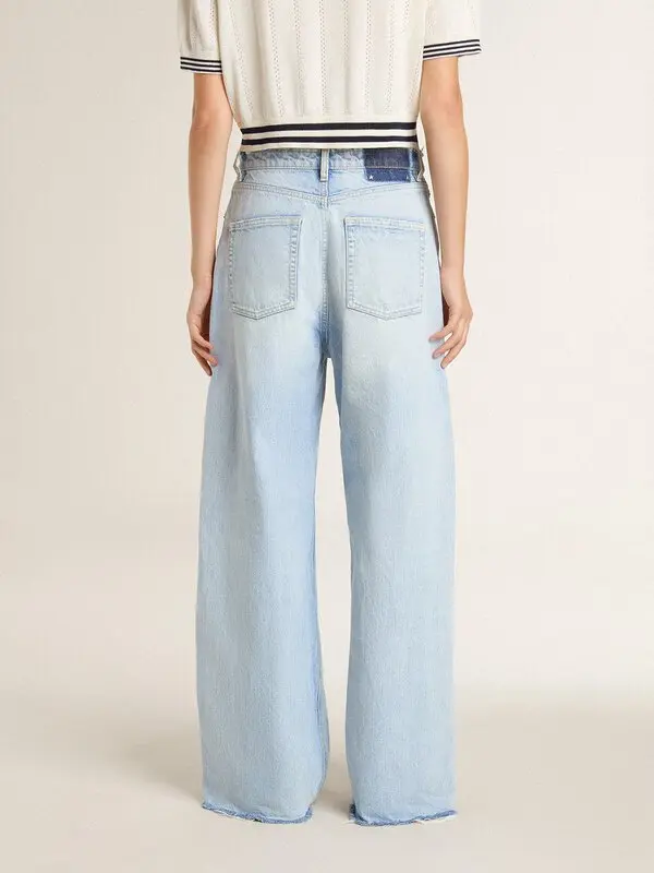 GOLDEN GOOSE Wide-leg Distressed Jeans - Blue