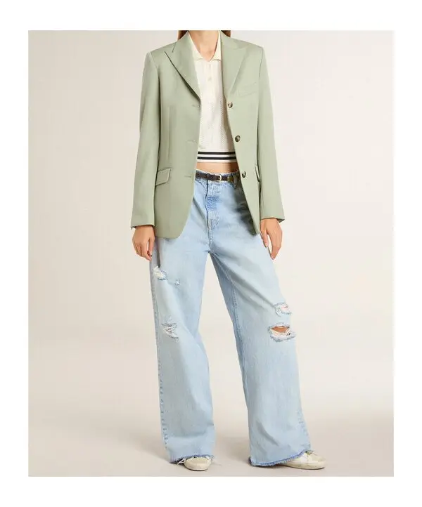 GOLDEN GOOSE Wide-leg Distressed Jeans - Blue