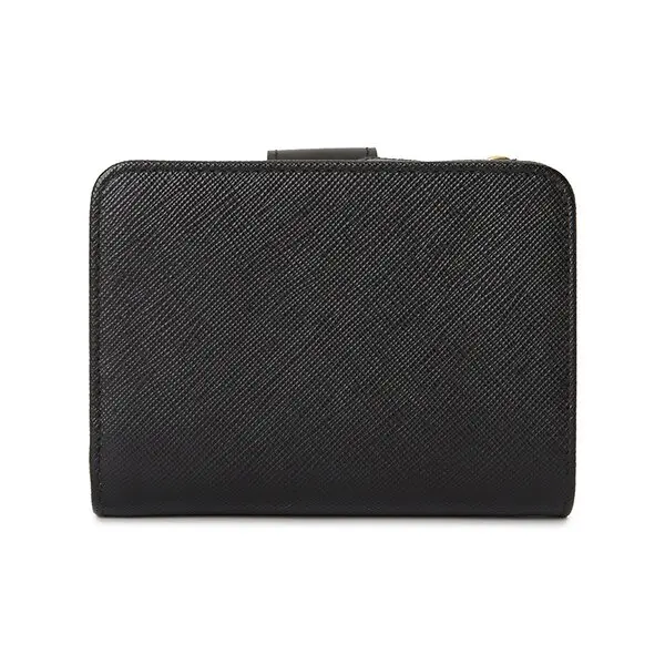 Prada Small Saffiano And Smooth Leather Wallet - Black