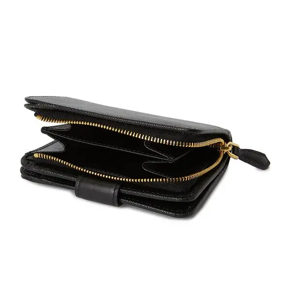 Prada Small Saffiano And Smooth Leather Wallet - Black