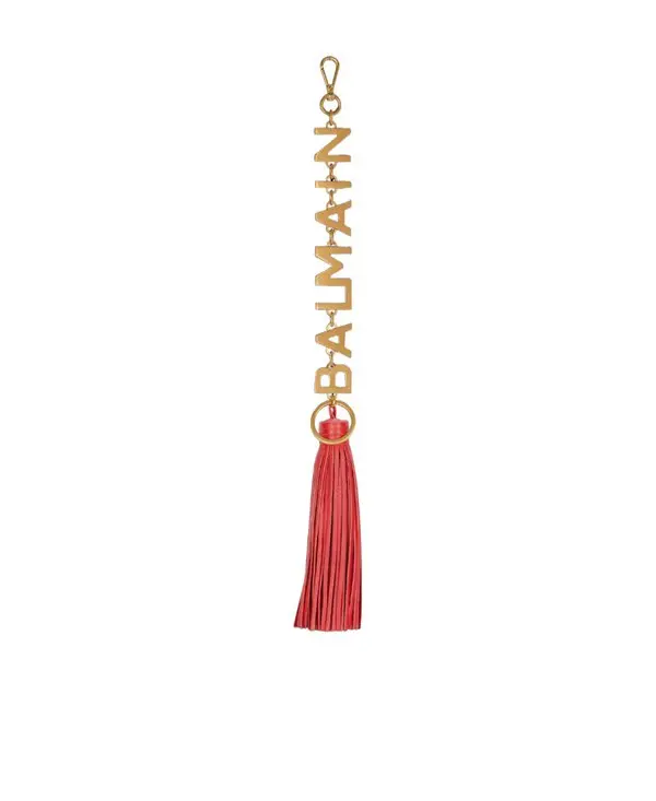 Balmain Leather Pompom Charm - Red