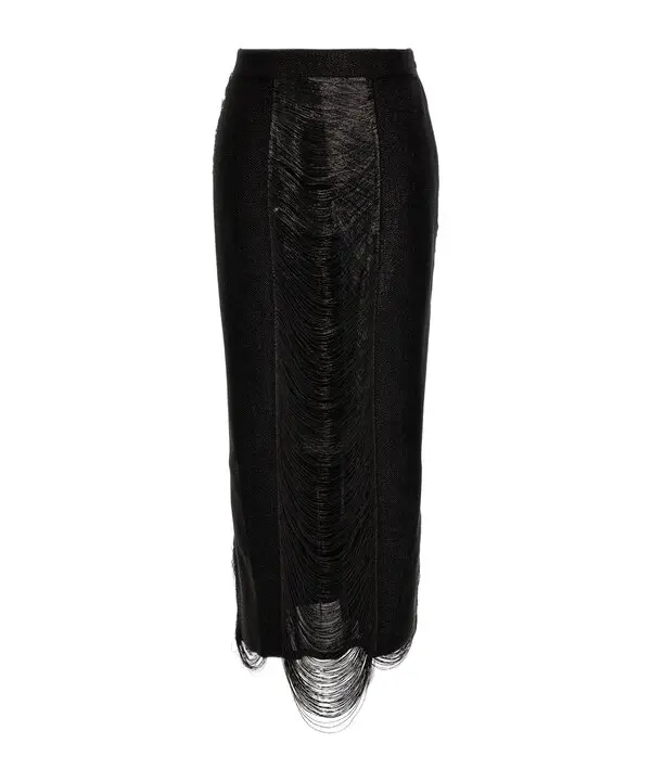 Alexander McQueen Armor Stitch Fringed Skirt