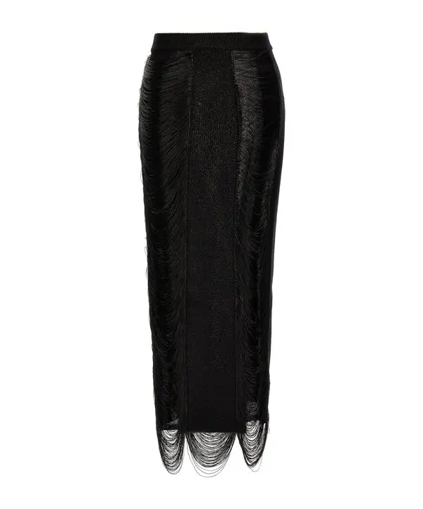 Alexander McQueen Armor Stitch Fringed Skirt
