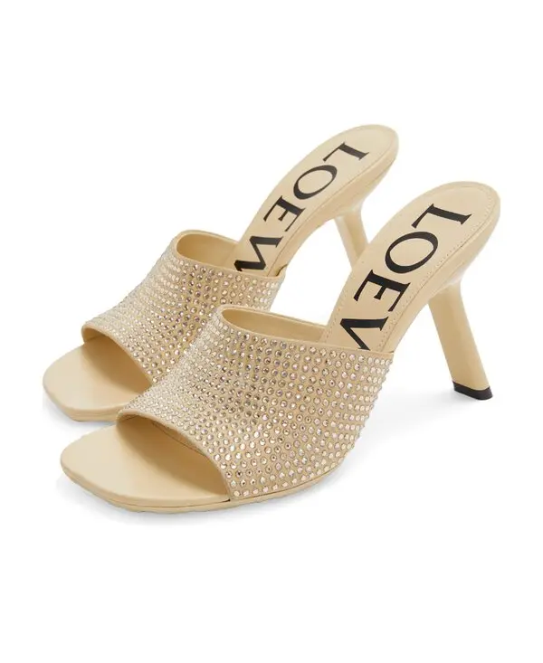 Loewe Embellished Slip-on Mules With Petal Toe Tops - Nude