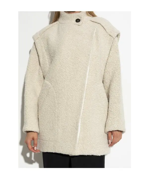 IRO PARIS Long Sleeve Stand Collar Asymmetrical Jacket - Nude