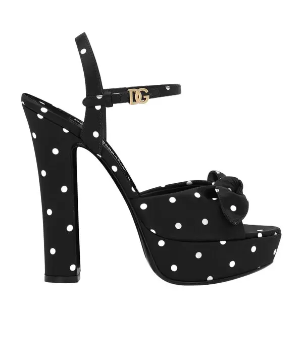 Dolce & Gabbana Polka Dot Satin Platform Sandals