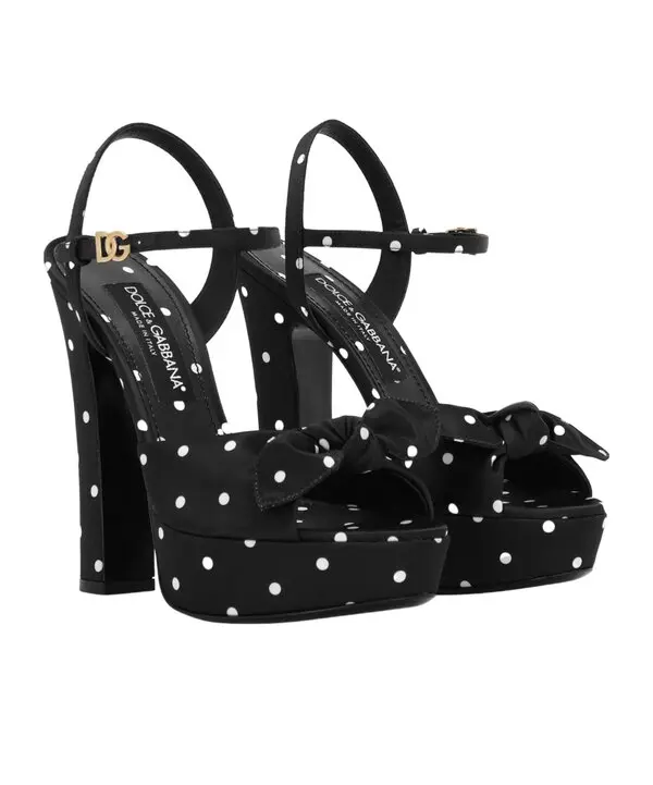 Dolce & Gabbana Polka Dot Satin Platform Sandals