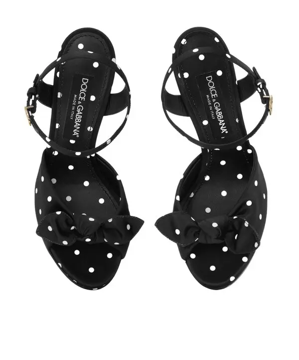 Dolce & Gabbana Polka Dot Satin Platform Sandals
