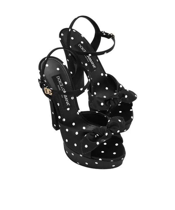 Dolce & Gabbana Polka Dot Satin Platform Sandals