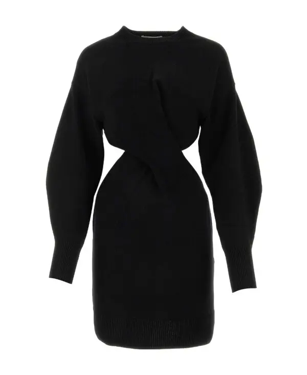 Alexander McQueen Crewneck Long-sleeved Dress - Black