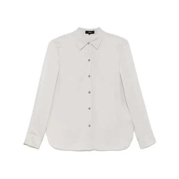Theory Curved Hem Satin Shirt