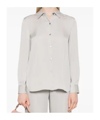 Theory Curved Hem Satin Shirt