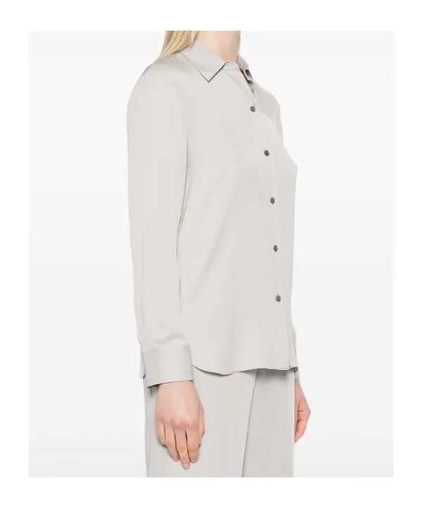 Theory Curved Hem Satin Shirt