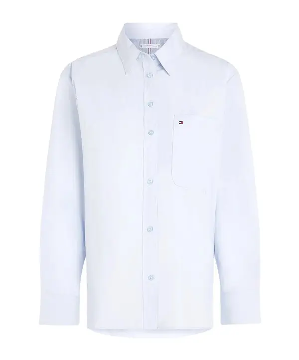 Tommy Hilfiger Long Sleeve Shirt With Lapel Collar And Patch Pockets - Blue