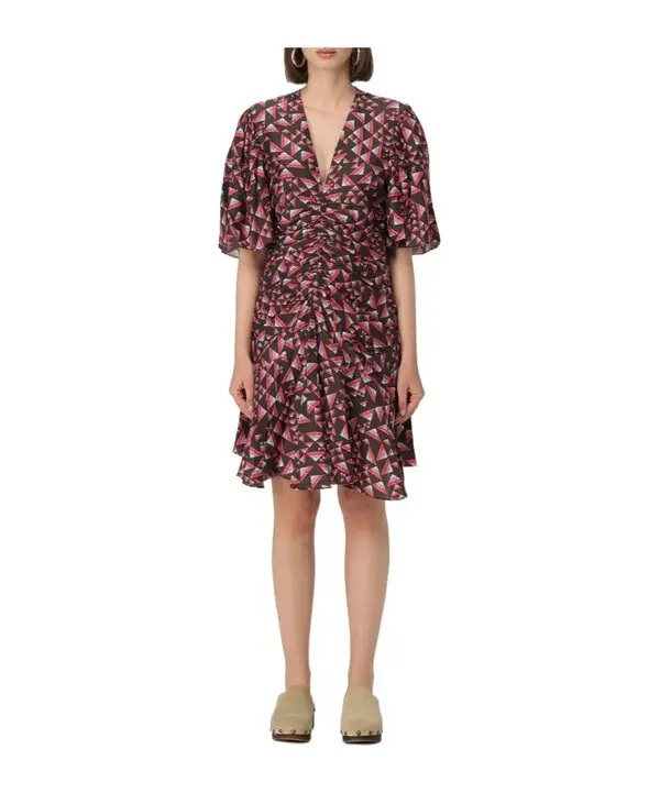 Isabel Marant Étoile Geometric Print Ruffled Mini Dress