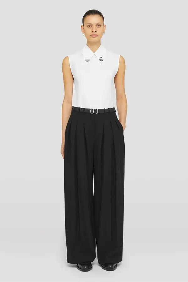 JIL SANDER Belted Trousers - Black