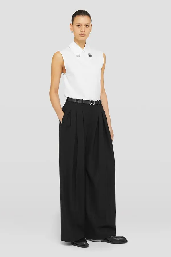 JIL SANDER Belted Trousers - Black