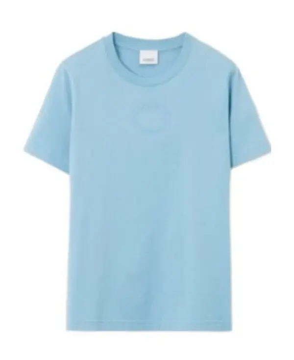 Burberry Logo Embroidered Cotton T-shirt - Blue