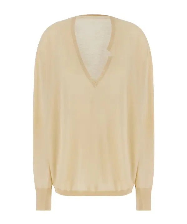 QUIRA Asymmetrical V-neck Knitted Sweater