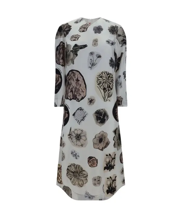 Marni Graphic Print Long Sleeve Dress