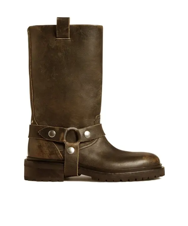 GOLDEN GOOSE Kurt Distressed Leather Boots - Black