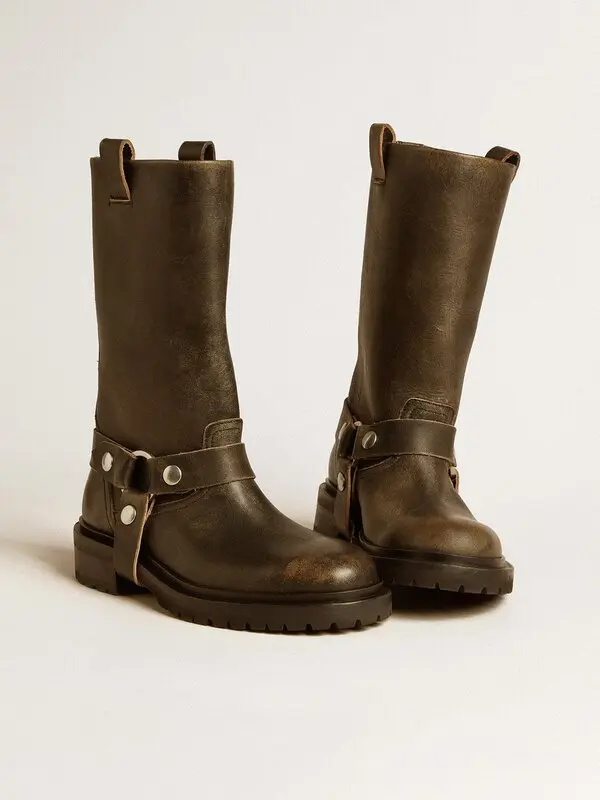 GOLDEN GOOSE Kurt Distressed Leather Boots - Black
