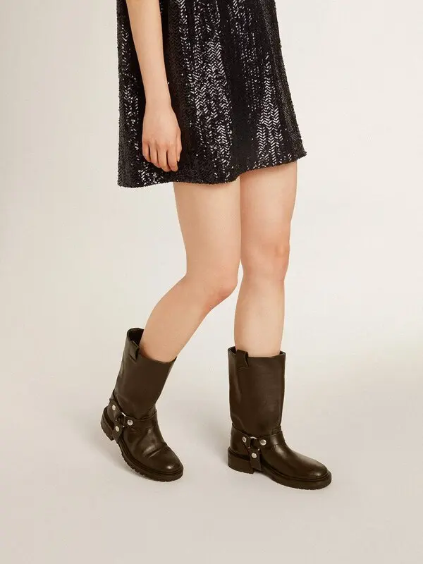 GOLDEN GOOSE Kurt Distressed Leather Boots - Black