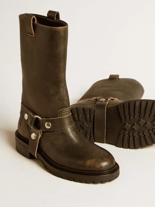 GOLDEN GOOSE Kurt Distressed Leather Boots - Black