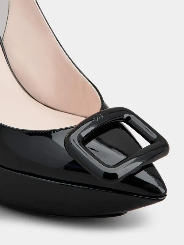 ROGER VIVIER Viv' Choc Lacquered Buckle Slingback Pumps