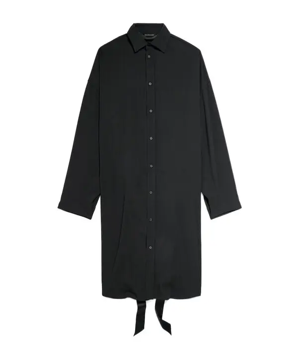 Balenciaga Technical Crepe Lace-up Shirt Dress - Black