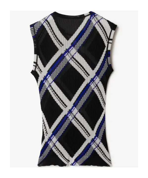 Burberry Checked Ribbed-knit Sleeveless Top