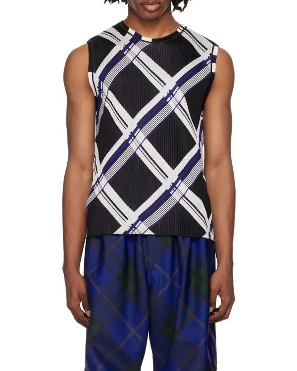 Burberry Checked Ribbed-knit Sleeveless Top